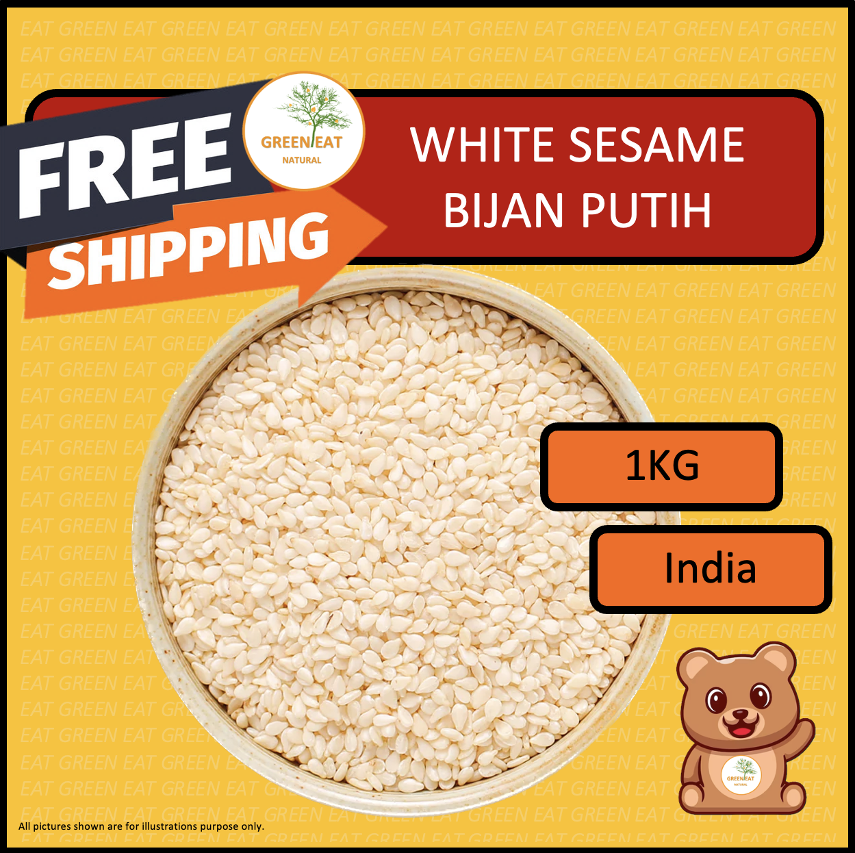 Bijan Putih / White Sesame Seed 白芝麻 1kg | Lazada