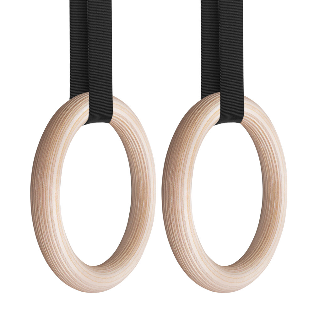 28mm/32 mm Wood Gymnastic Rings Gym Rings with 4.5M Adjustable Long ...