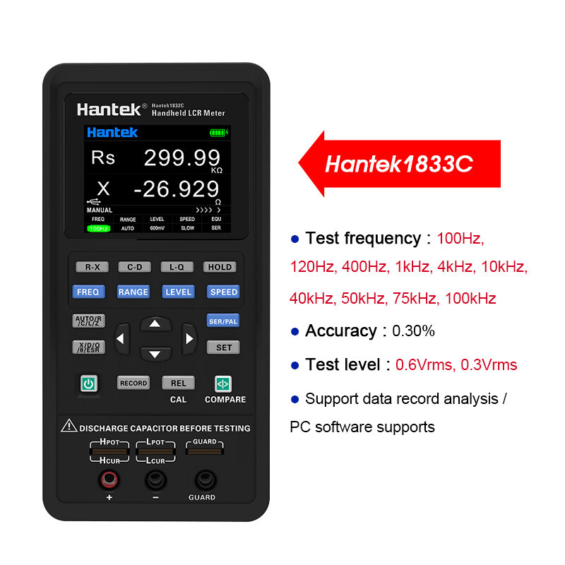 Hantek ดิจิตอล LCR Meter 1832C 1833C แบบพกพามือถือวัดความจุความต้านทาน ...