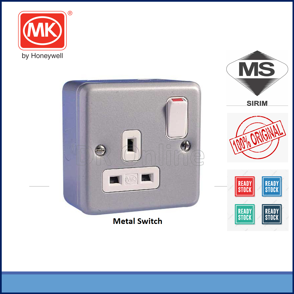 MK 1gang 13A Metal Clad Switch Socket K2977 ALM | Lazada