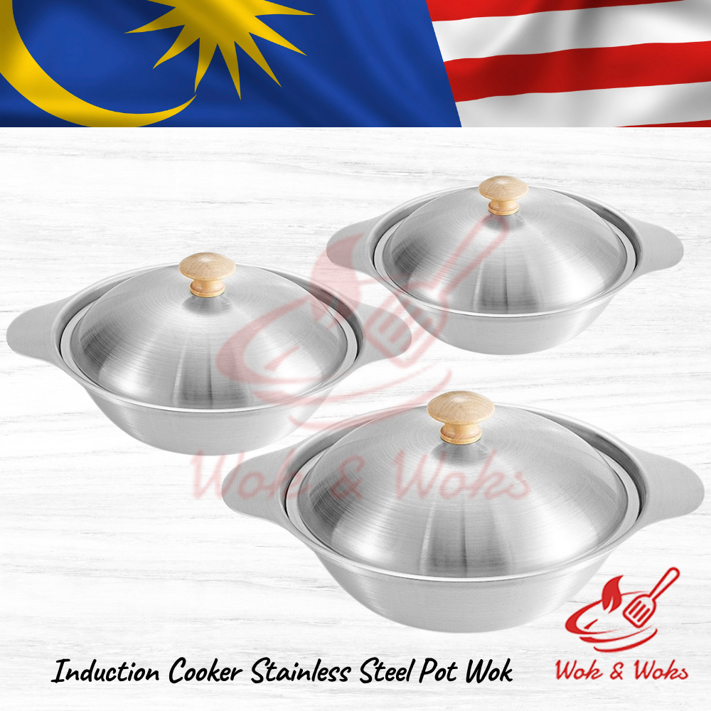 Induction Cooker Stainless Steel Pot Wok / Periuk Keluli Tahan Karat ...