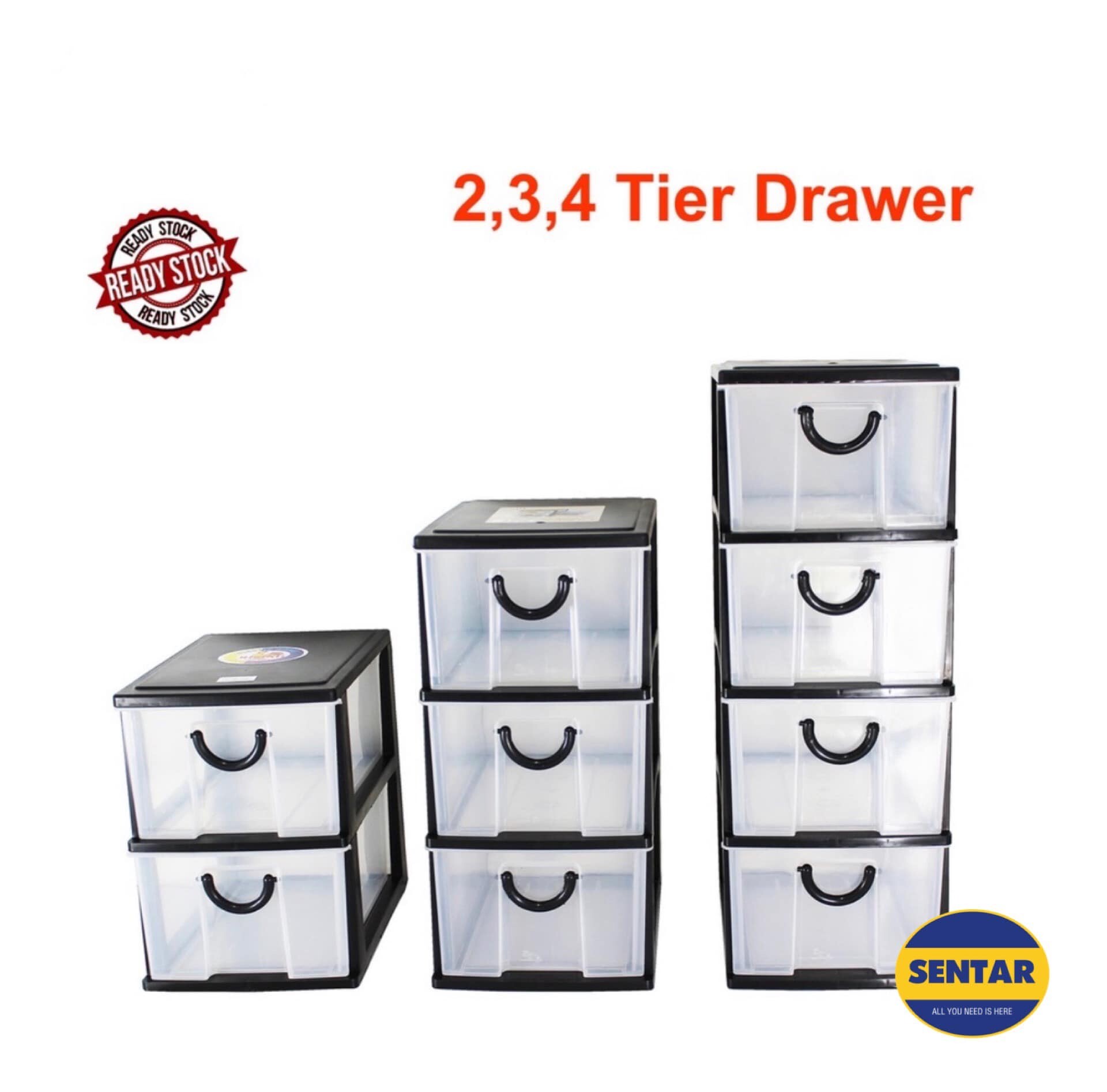 Stationery Drawer 2/3/4 Ties Transparent Drawer Modern Storage / Office ...