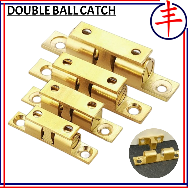 Brass Double Ball Catch Door Stop Lock Buckle Cupboard for Door ...