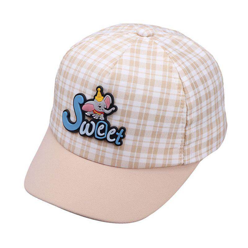 Boys Girls Children Cartoon Plaid Print Caps Hats Toddlers Adjustable ...