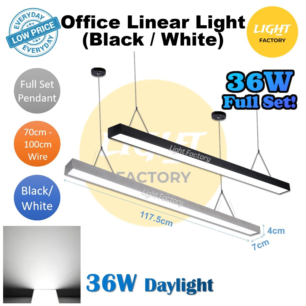 🔥NEW🔥 Full Set LED SMD Office Linear Light LED Office Pendant Lamp ...