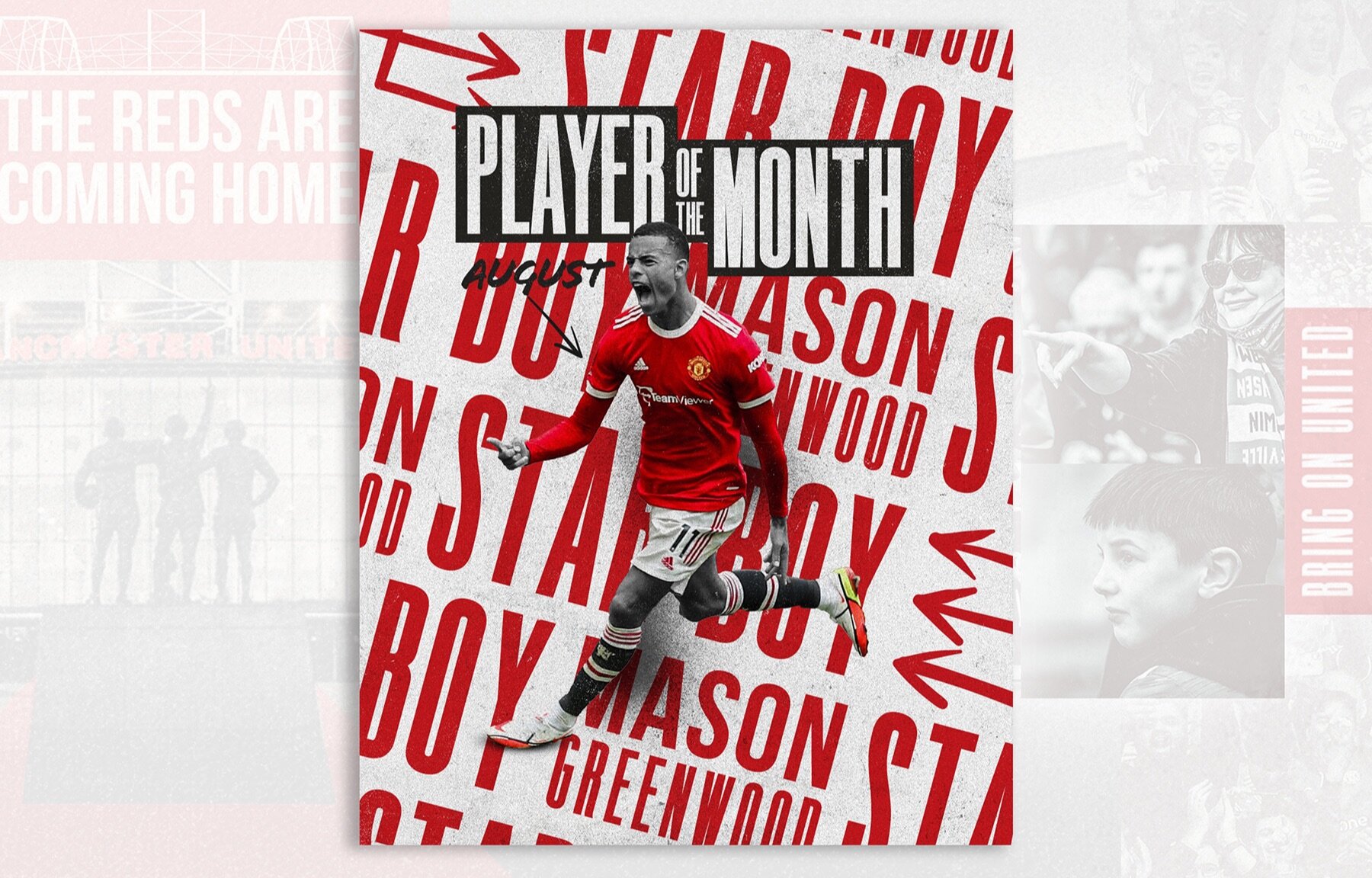 Mason Greenwood MOTM August Manchester United Official Poster A2 Size ...