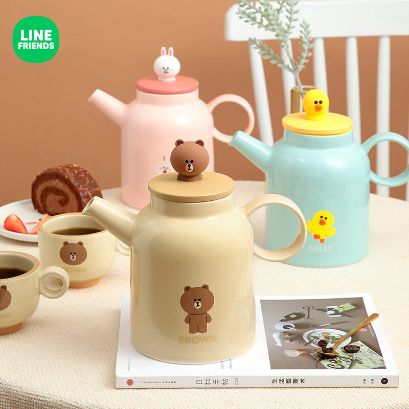 【3 In 1 Teapot Sets】LINE FRIENDS Cartoon Light Luxury Water Appliance ...