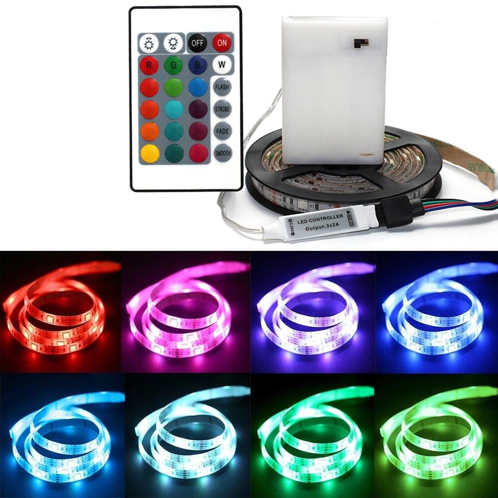 DC 5V 5050 RGB Strip LED Light Battery Powed Waterproof Ribbon Tape ...