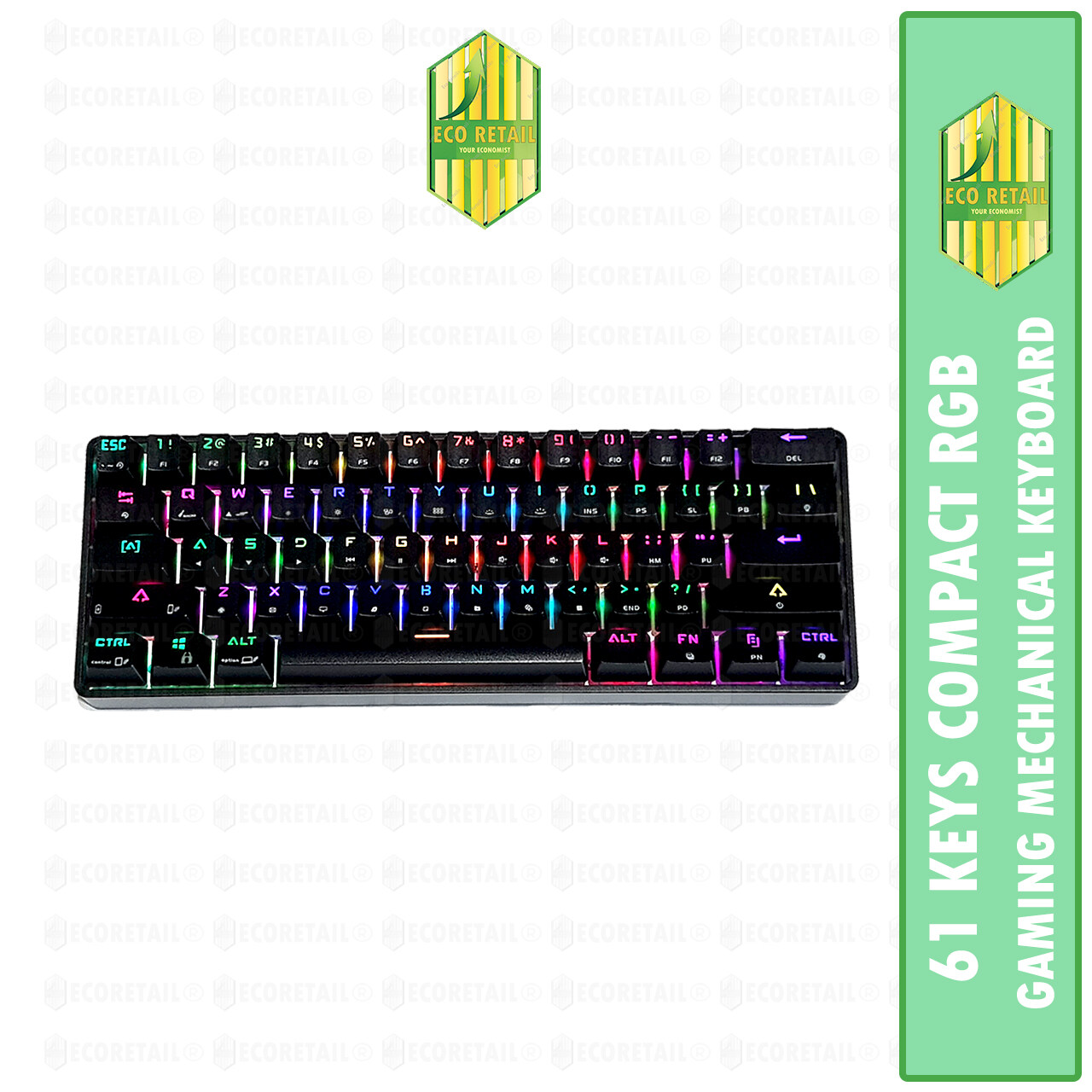 DK61 HOTSWAP 60% WIRELESS RGB MECHANICAL COMPACT GAMING KEYBOARD OUTEMU ...