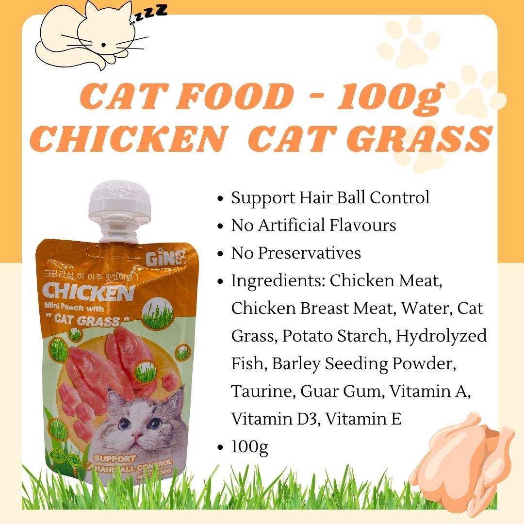 Gino Cat Treats - Chicken Mini Pouch Cat Grass - 100g (Cat Food ...