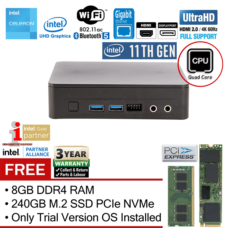 Intel NUC11ATKC4/8/240M2 L9 Celeron 2.0GHz~2.9GHz Quad-Core Mini PC ...