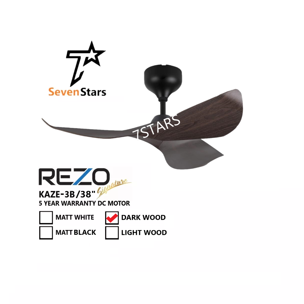REZO KAZE /3B 52"/38" DC MOTOR Natural Quiet Wind Remote Control ...