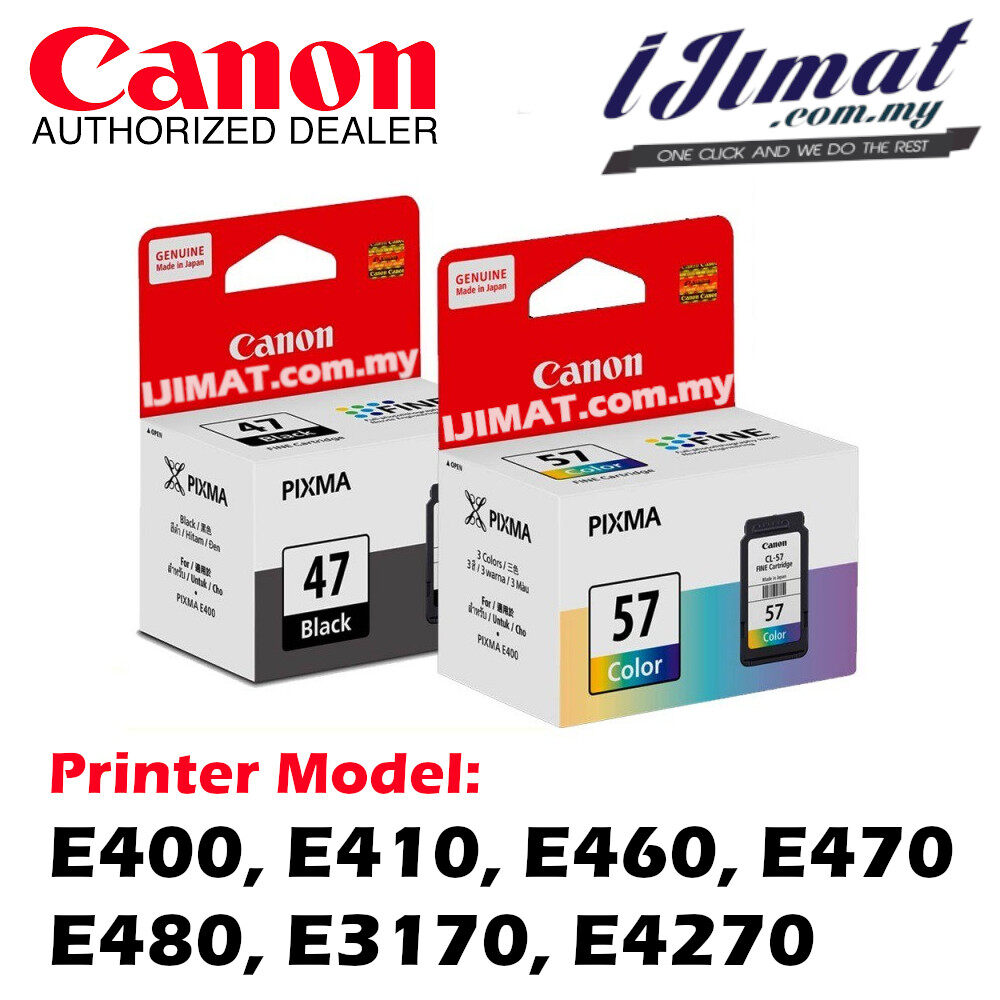 Canon PG-47 PG47 BLACK CL-57 CL57 Colour Ink Cartridge For E400 / E410 / E460 / E470 / E480 ...