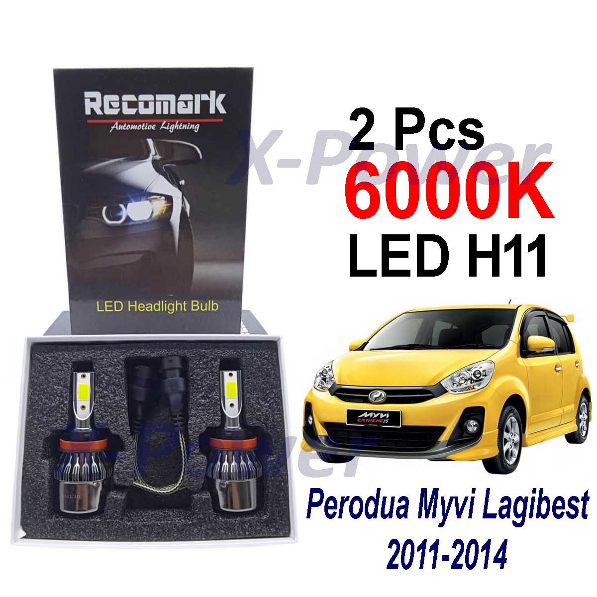Perodua Myvi H11 Car LED Headlamp LED Headlight Bulb 2Pcs 6000K ...