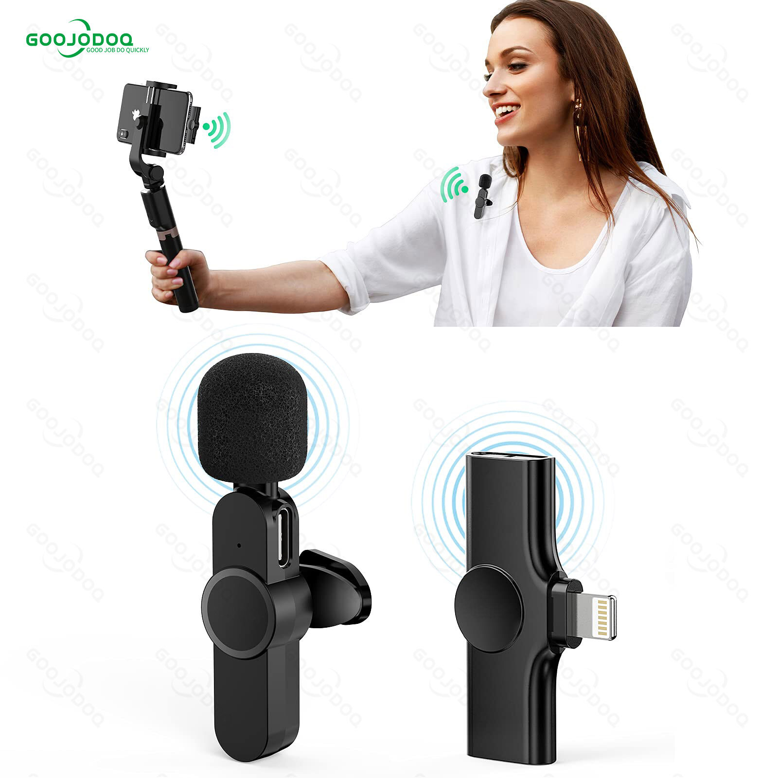 GOOJODOQ Wireless Lavalier Microphone Portable 2 Gen Remove Noise Mini ...