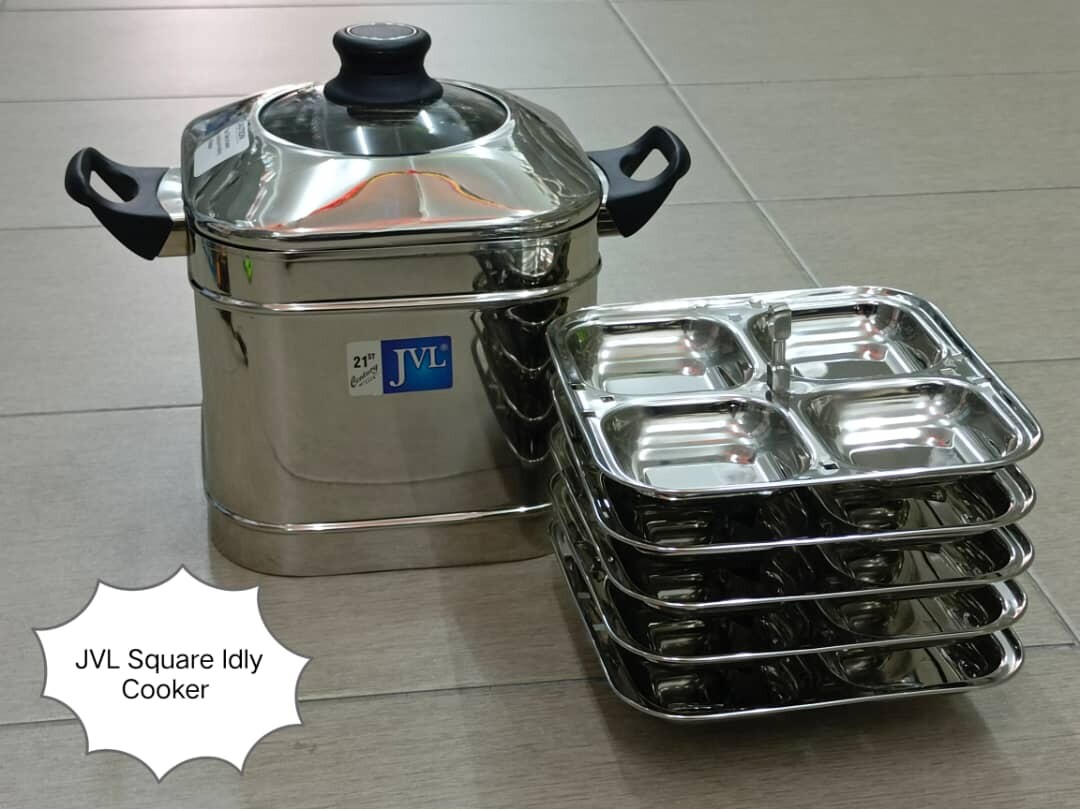 JVL Stainless Steel Square Shape Designer 5 Plates Idly Maker with ...