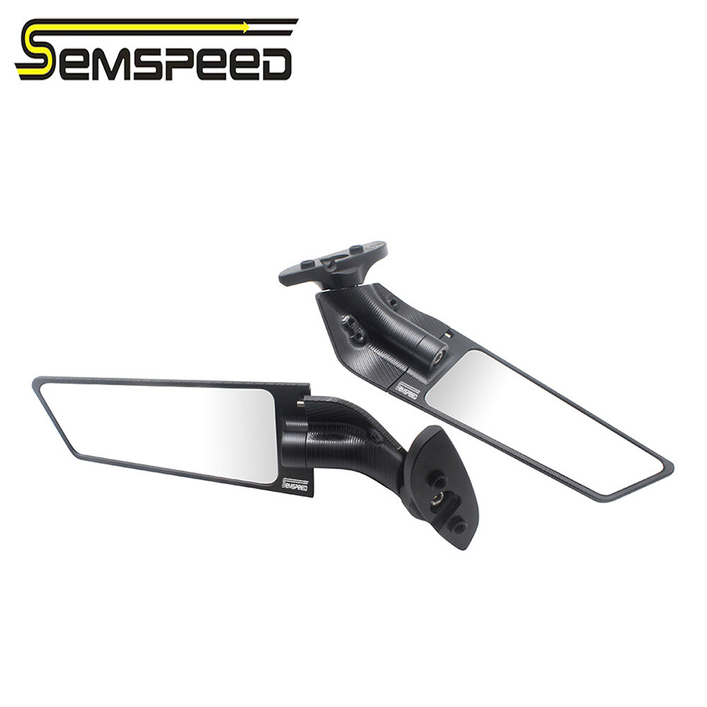 SEMSPEED Motorcycle CNC Side Wind Mirrors Wing Fin Rearviews For ...