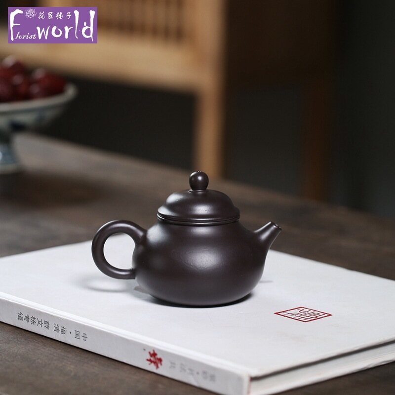 150ml Yixing Zi sha clay teapot Dark-red enameled pottery teapot plum blossom colored painted ...