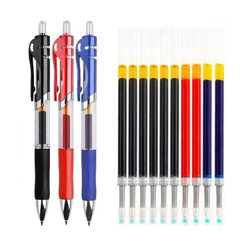 Retractable Gel Pens Set 0.5mm BlackBlueRed Refill Ink School Office ...