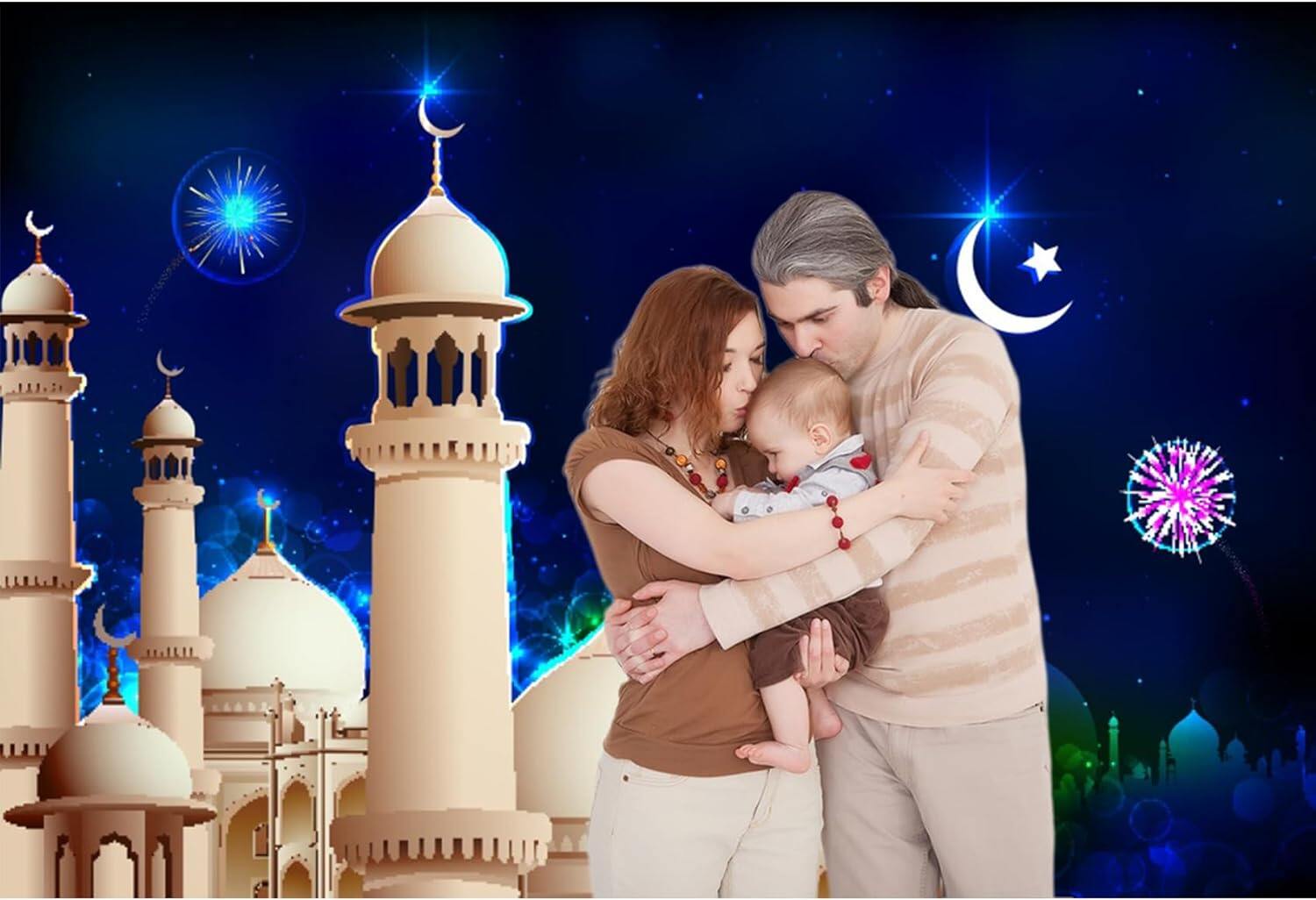 7x5ft Mosque Night Silhouette Backdrop Islamic Architecture Mysterious ...