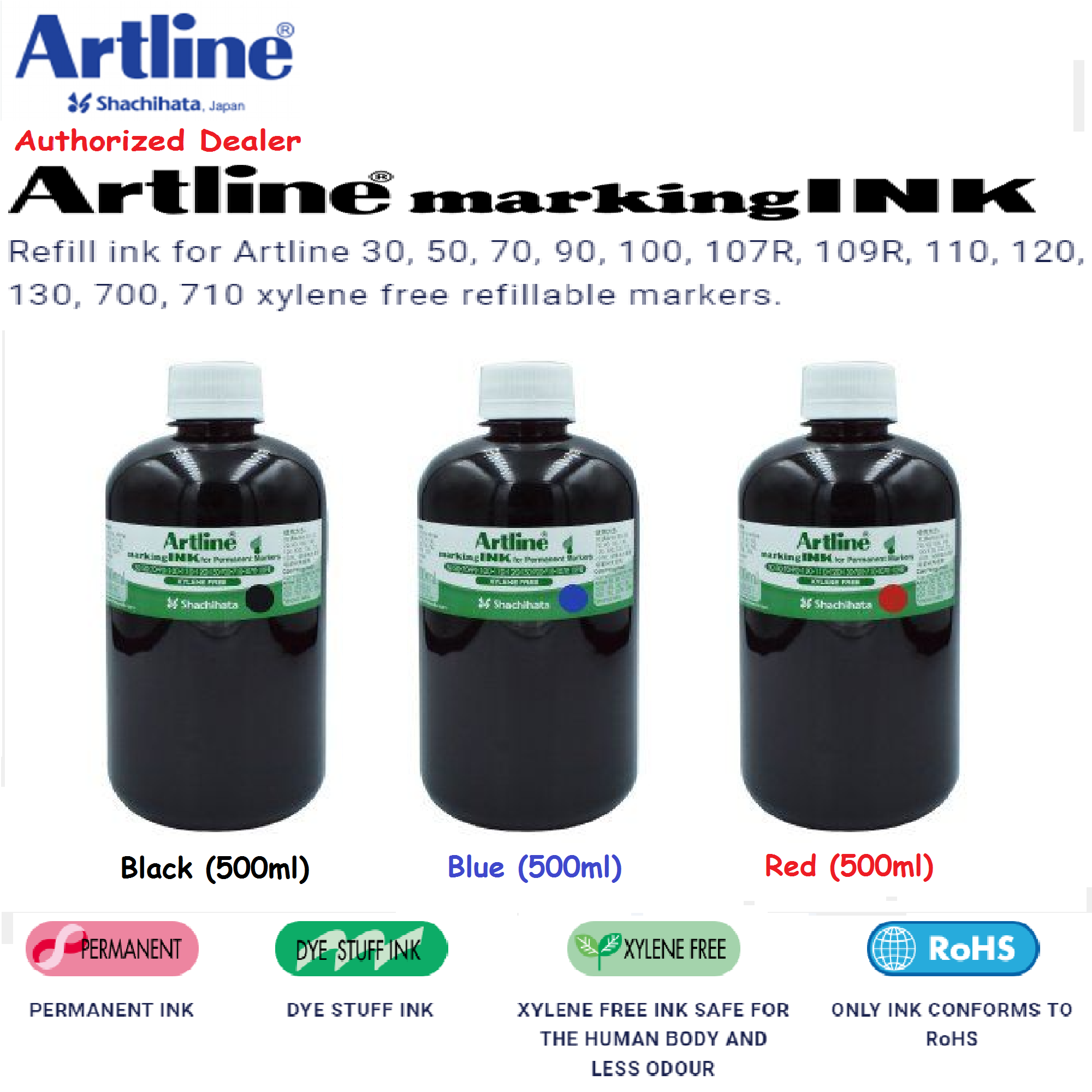 ARTLINE PERMANENT MARKING INK 500ml /PERMANENT MARKER REFILL 500cc | Lazada