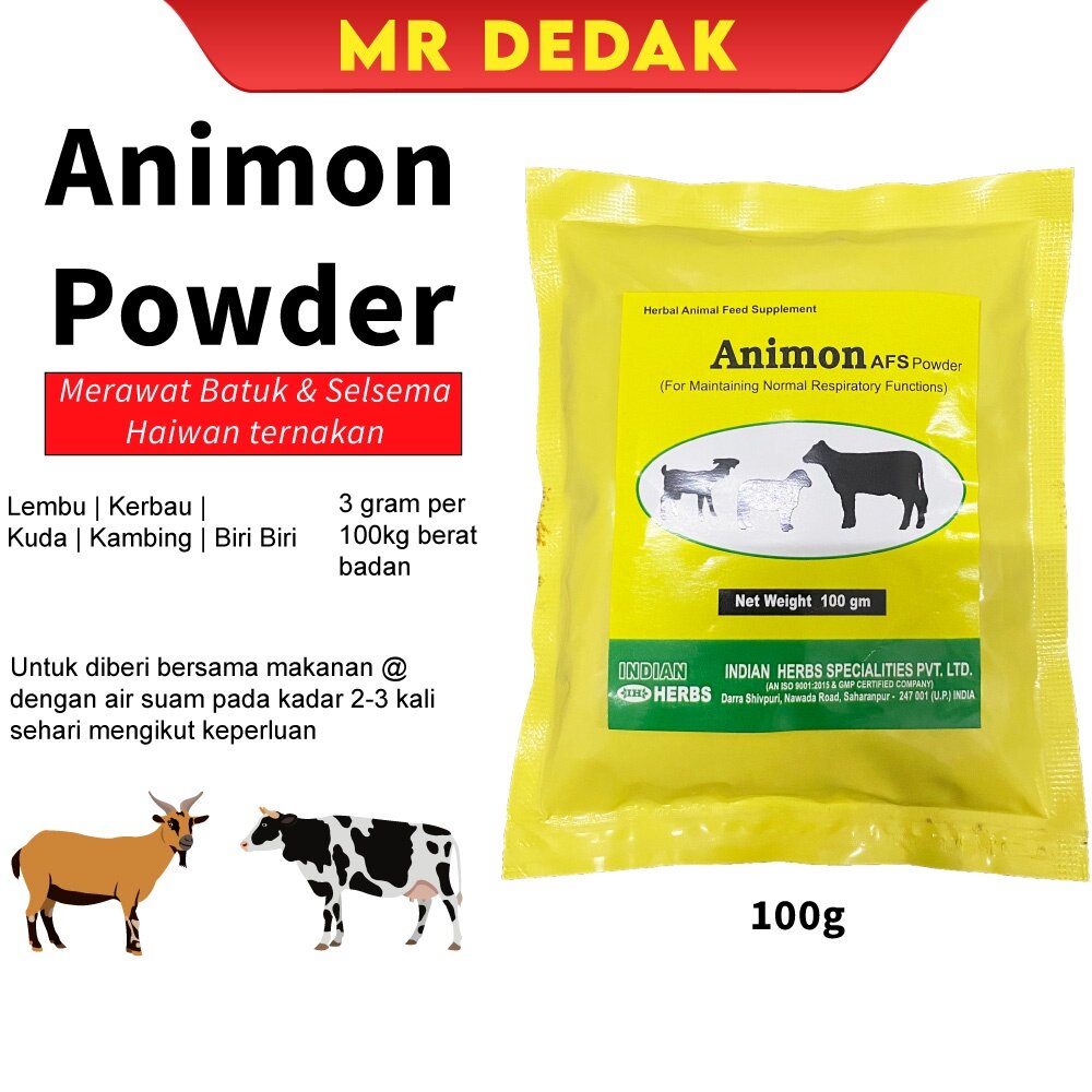 [Animon 100g] Ubat Selsema Batuk & Pneumonia herba untuk haiwan kambing ...