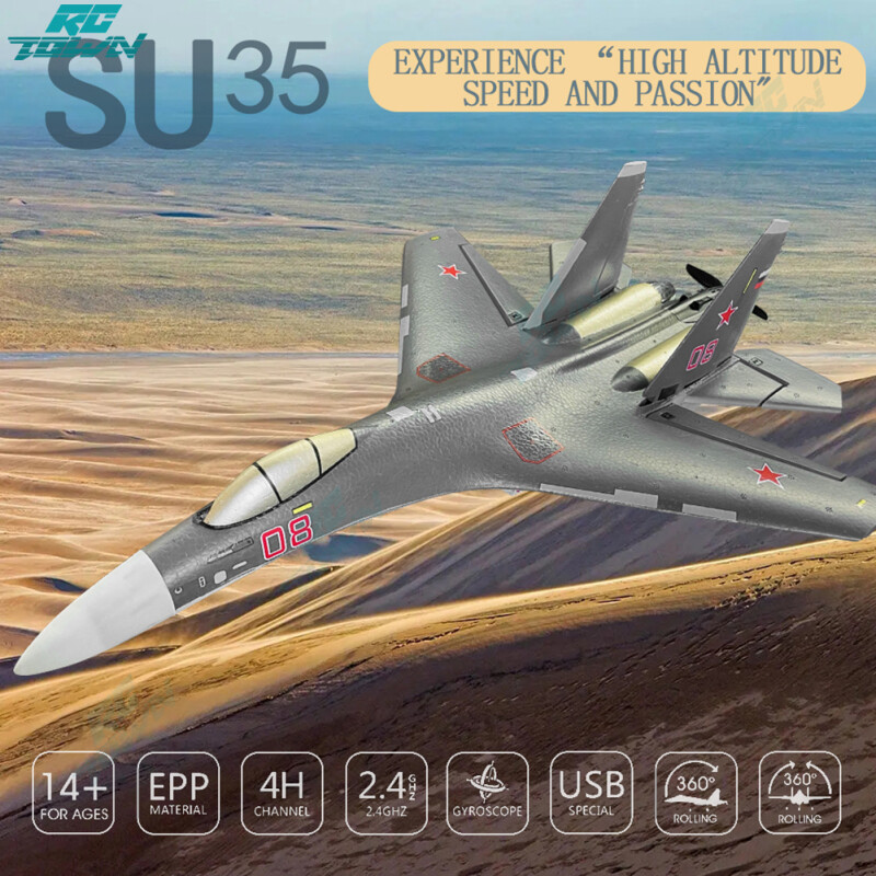 RCTOWN รีโมทคอนโทรล RTF SU35 2.4G,เครื่องบินบังคับ6แกนหมุนได้6D องศาเครื่องบินจำลอง LED หมุนได้ ...