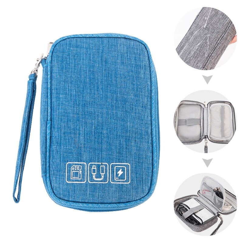 Cable Gadget Storage Bag With Zipper Mesh Compartment Organizer Pouch ...