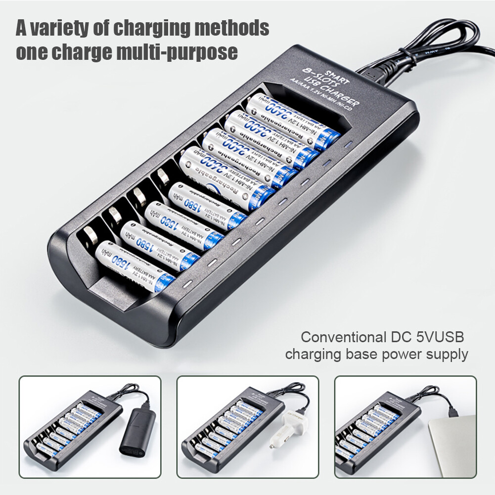 FG Smart 8-Slot USB Charger 1.2V NiMH Rechargeable Battery Aa/aaa ...