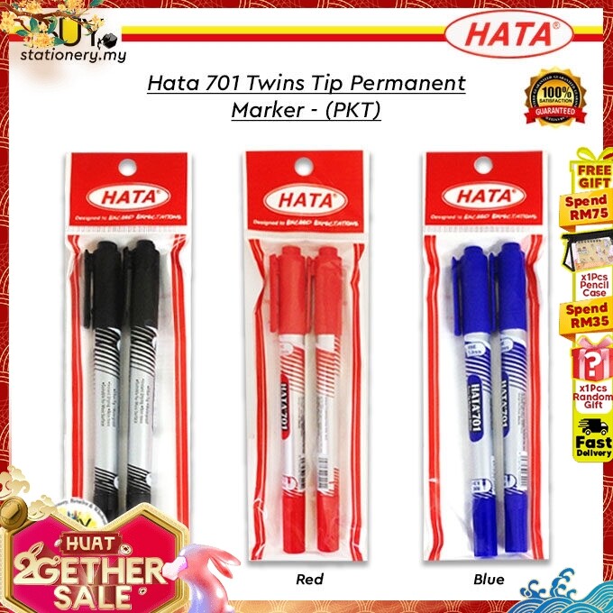Hata 2pcs 701 Fine Twins Tip Permanent Marker -(2s/PKT) Waterproof ...