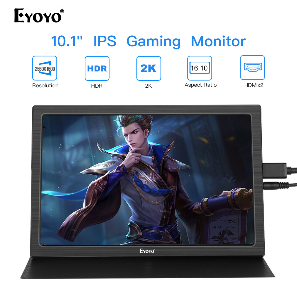 Eyoyo จอภาพเล่นเกม HDMI แบบพกพา,Eyoyo 10นิ้ว IPS แบบพกพา Seceond หน้าจอ2560X1600ความละเอียดสูง ...