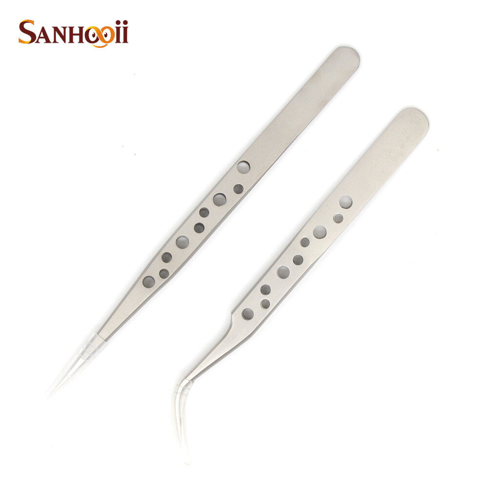 Anti-Static Curved Straight Tip Forceps Superhard Eyelash Extension ...
