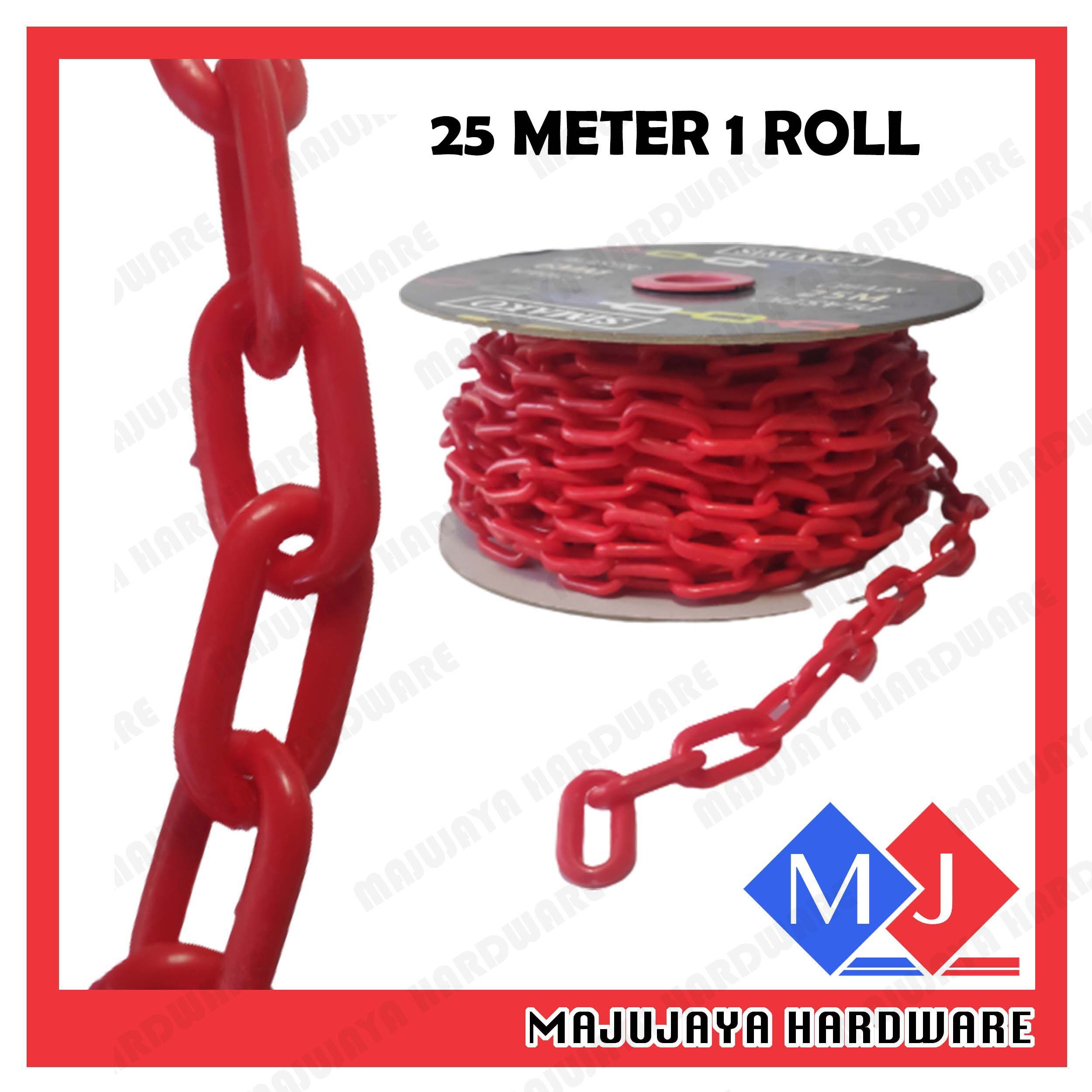 25 METER PVC Plastic Chain 6mm Width Red Rantai Plastik Barricade Merah ...