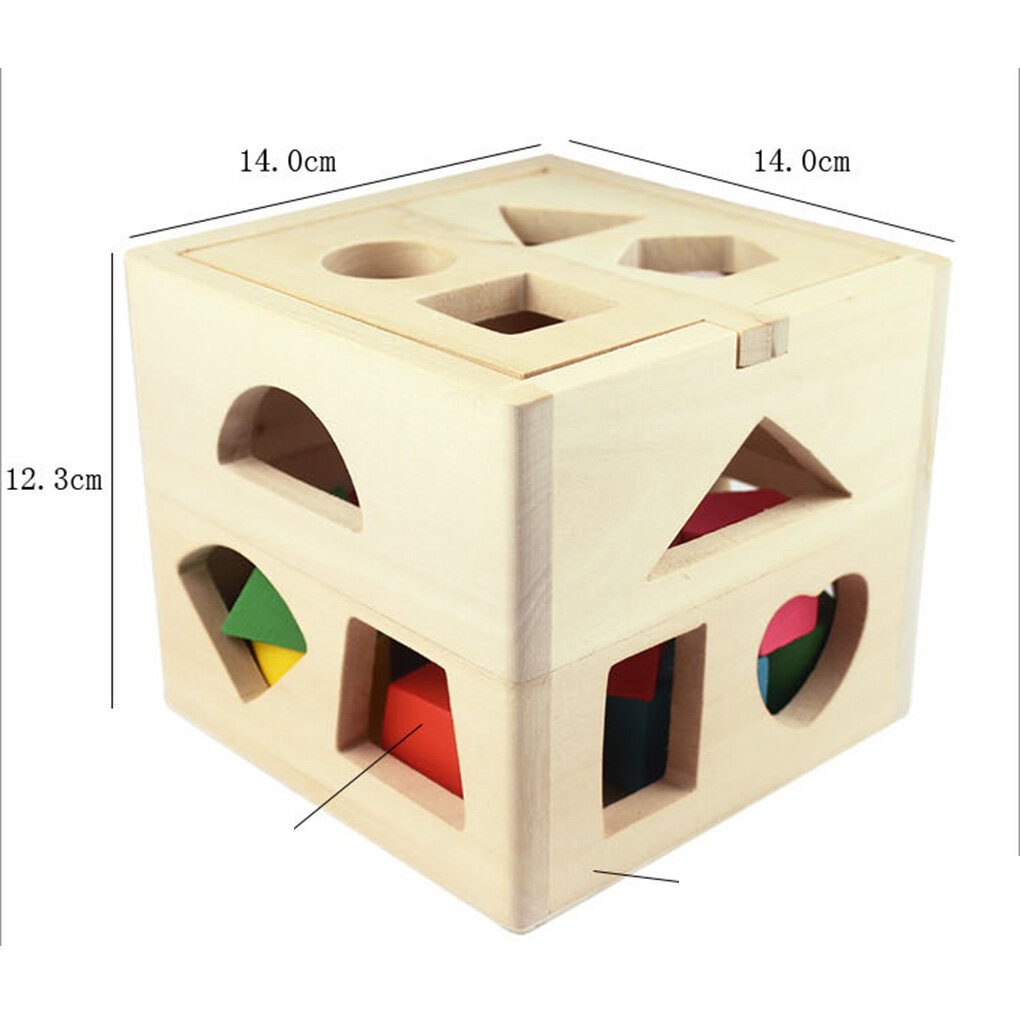 13 Holes Children Educational Box Wooden Building Blocks Toddler ...