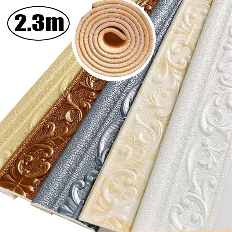 3d 2 3mx8cm Foam Wall Stickers Self Adhesive Waterproof Baseboard