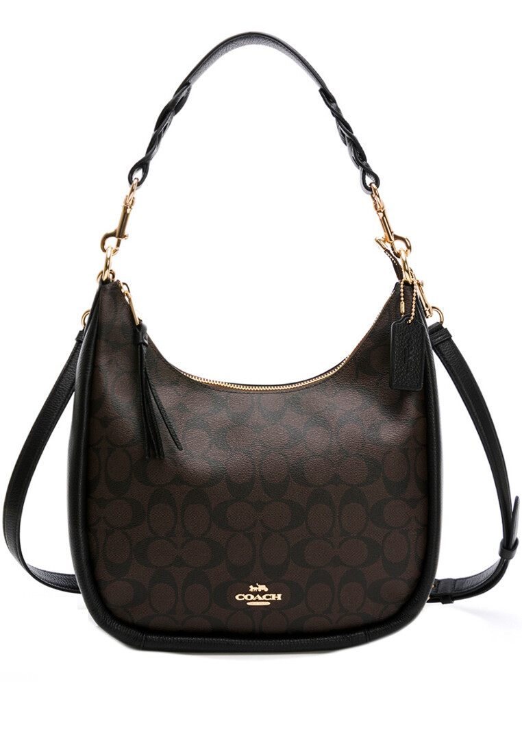 Coach Jules Hobo In Signature Canvas - Dark Brown | Lazada