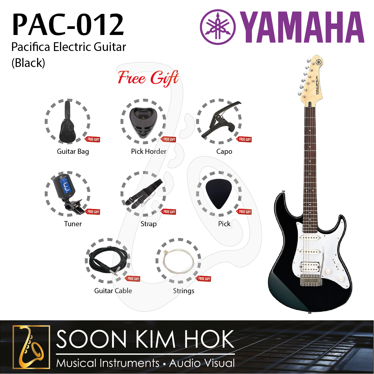 YAMAHA PAC-012 Pacifica Electric Guitar (Black) (PAC012) | Lazada