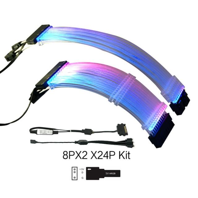 PC Case PSU Extension RGB Cable, ATX 24Pin + PCI-E GPU 8Pinx2, Neon ...