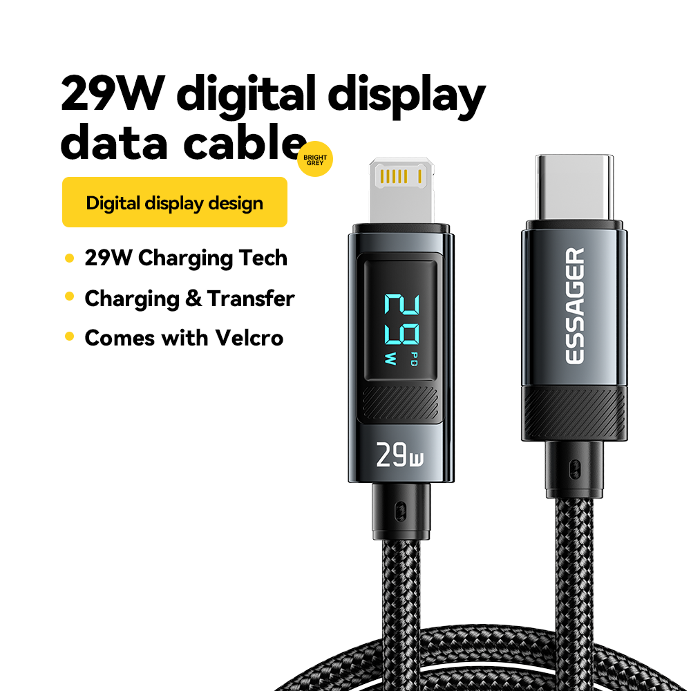 Essager 29W USB C Loại C Lightning Màn hình hiển thị kỹ thuật số cáp ...