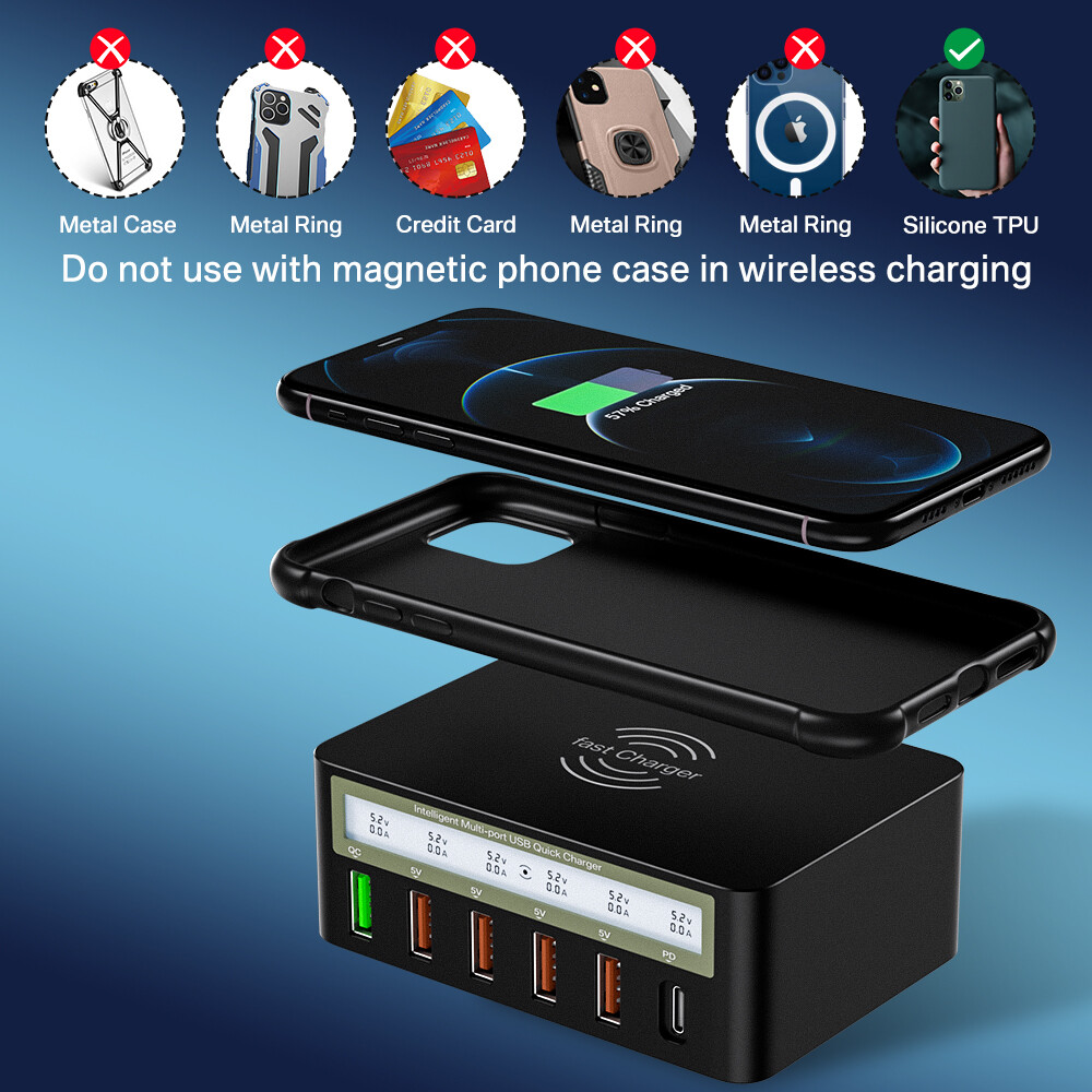 หัวชาร์จไว100W PD Type Cแบบชาร์จไว,อะแดปเตอร์ชาร์จUSBหน้าจอLEDสำหรับHuawei P30 Pro Samsung Note ...