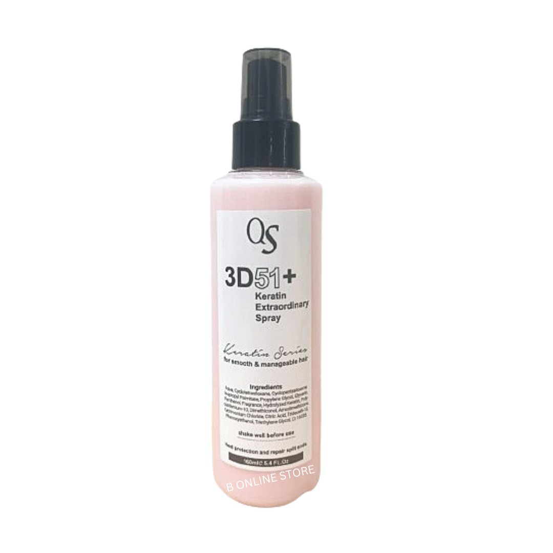 QS 3D 51+ Keratin Extraordinary Spray 60ml/160ml Leave In Treatment Spray Hair Serum For Smooth ...