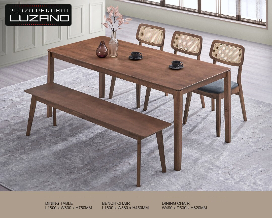 Dining Set/Meja Makan Rattan Design 1+6 / bench Chair | Lazada