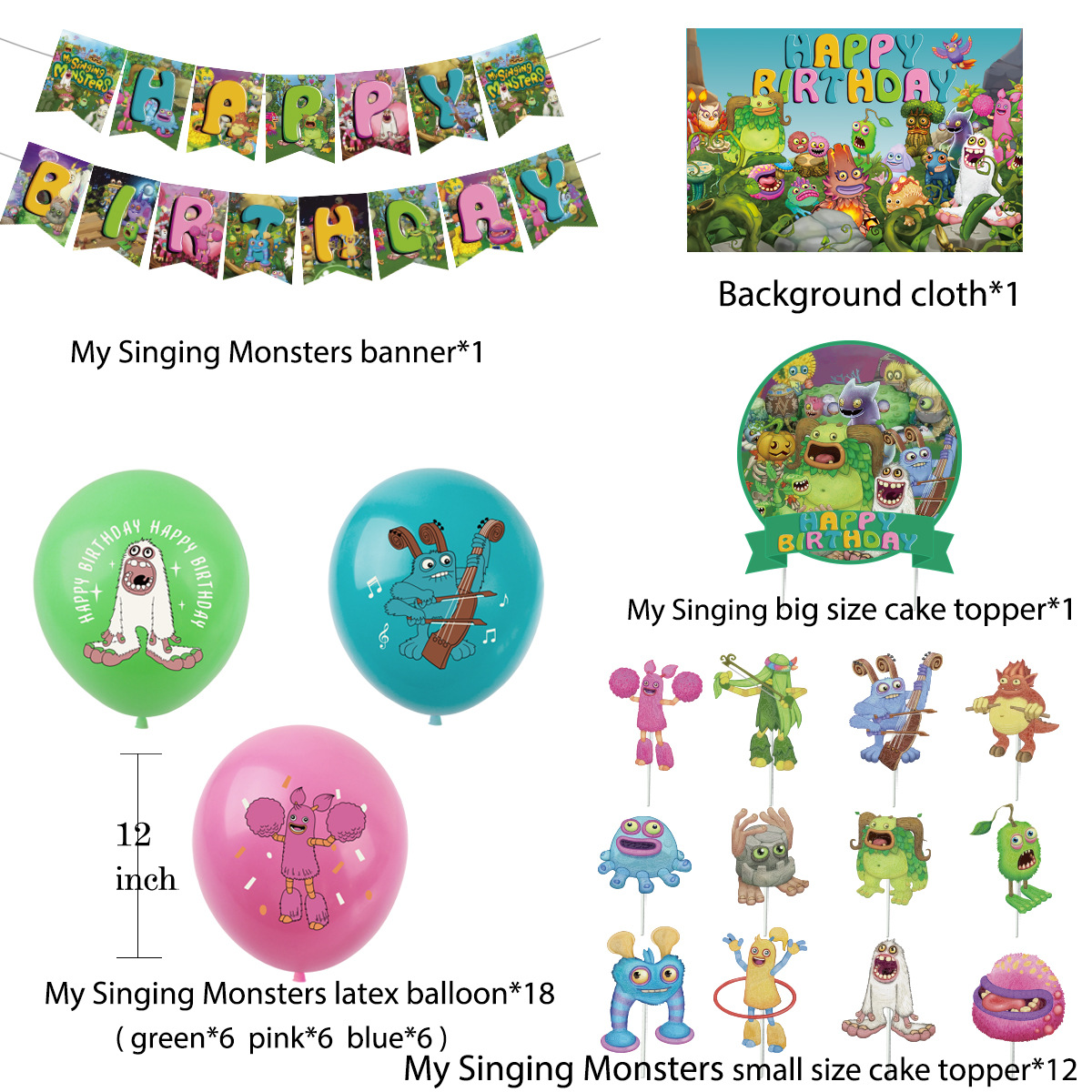 Fast shipping My Singing Monsters Theme Birthday Party Decor Paper ...