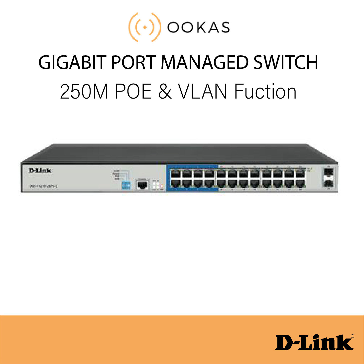 D-Link DGS-F1210-26PS-E 250M 24 Port Gigabit Network Switch with 2 SFP ...