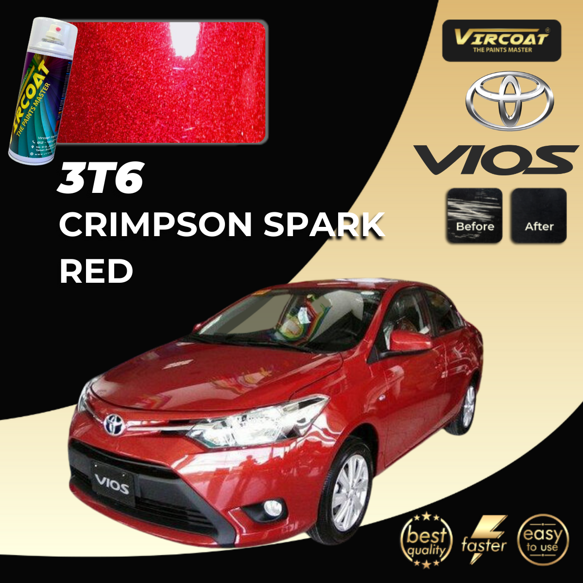 [Toyota Vios] VIRCOAT Aerosol Spray 2K Paint/ Car Body Touch Up Paint ...