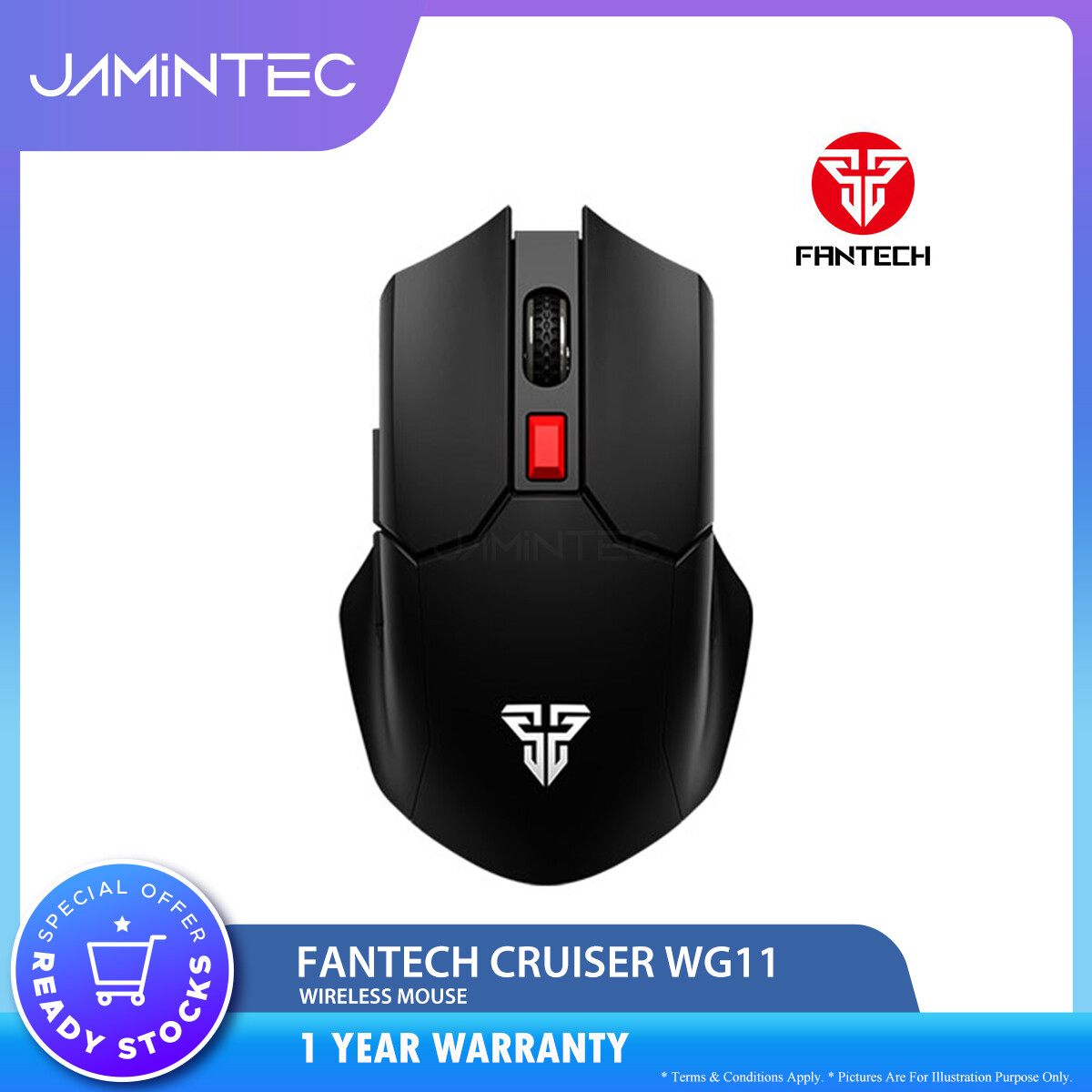 FANTECH CRUISER WG11 2400 DPI Wireless 2.4GHz Pro Gaming Mouse Silent ...