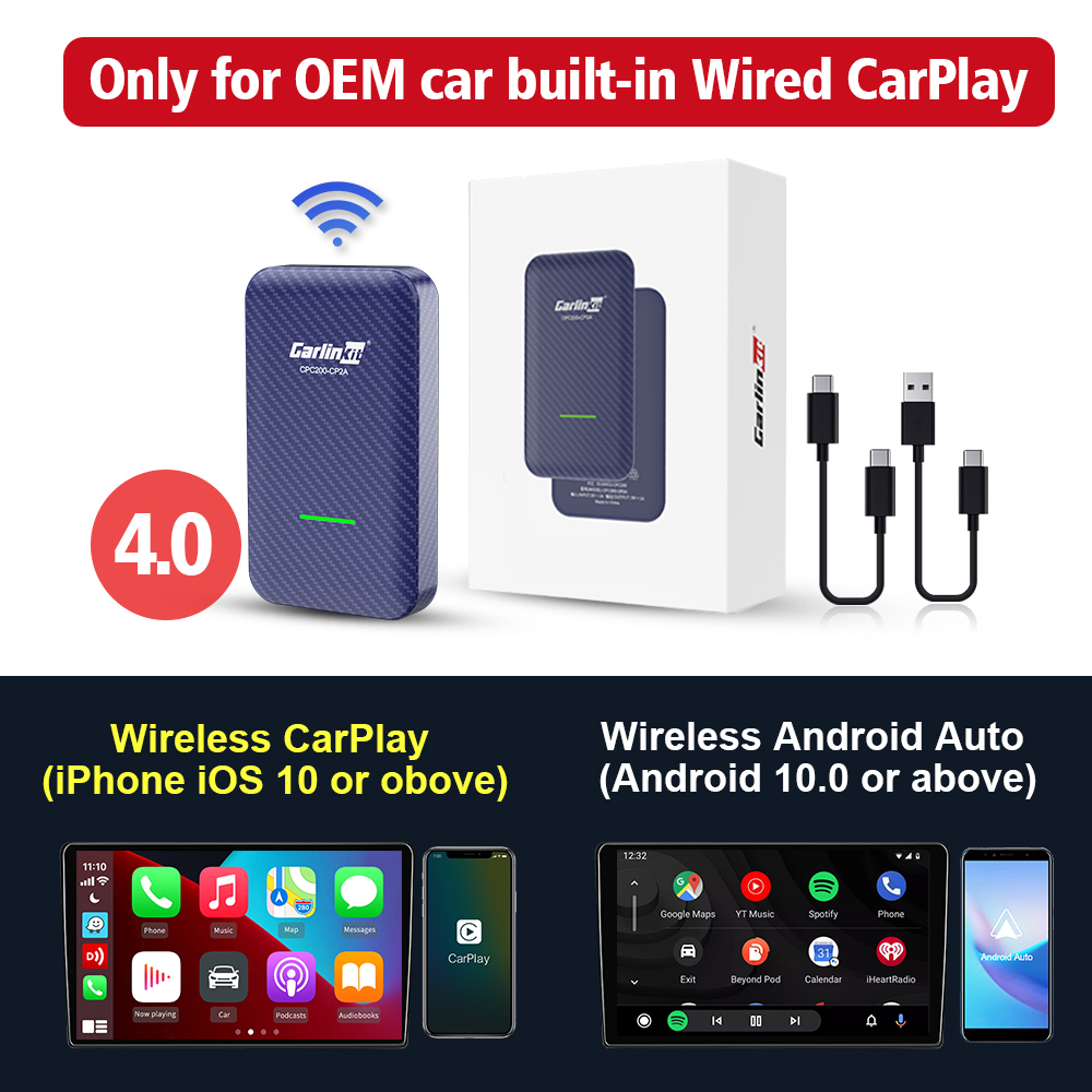 CarlinKit 4.0 Wireless Android Auto Adapter 3.0 Wireless Apple CarPlay ...