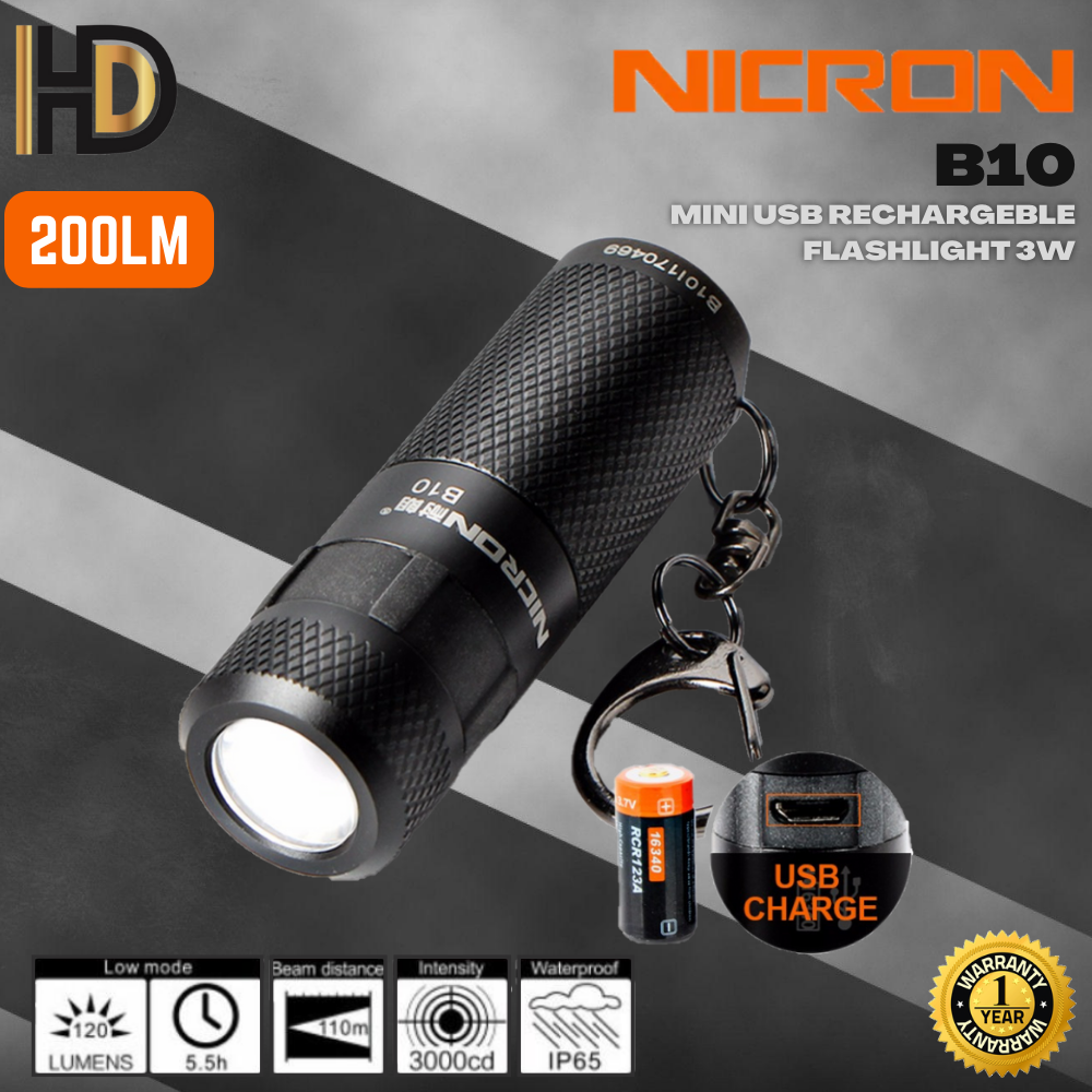 NICRON B62 Rechargeable Pocket Clip Flashlight / 950 Lumen / 1 Year ...