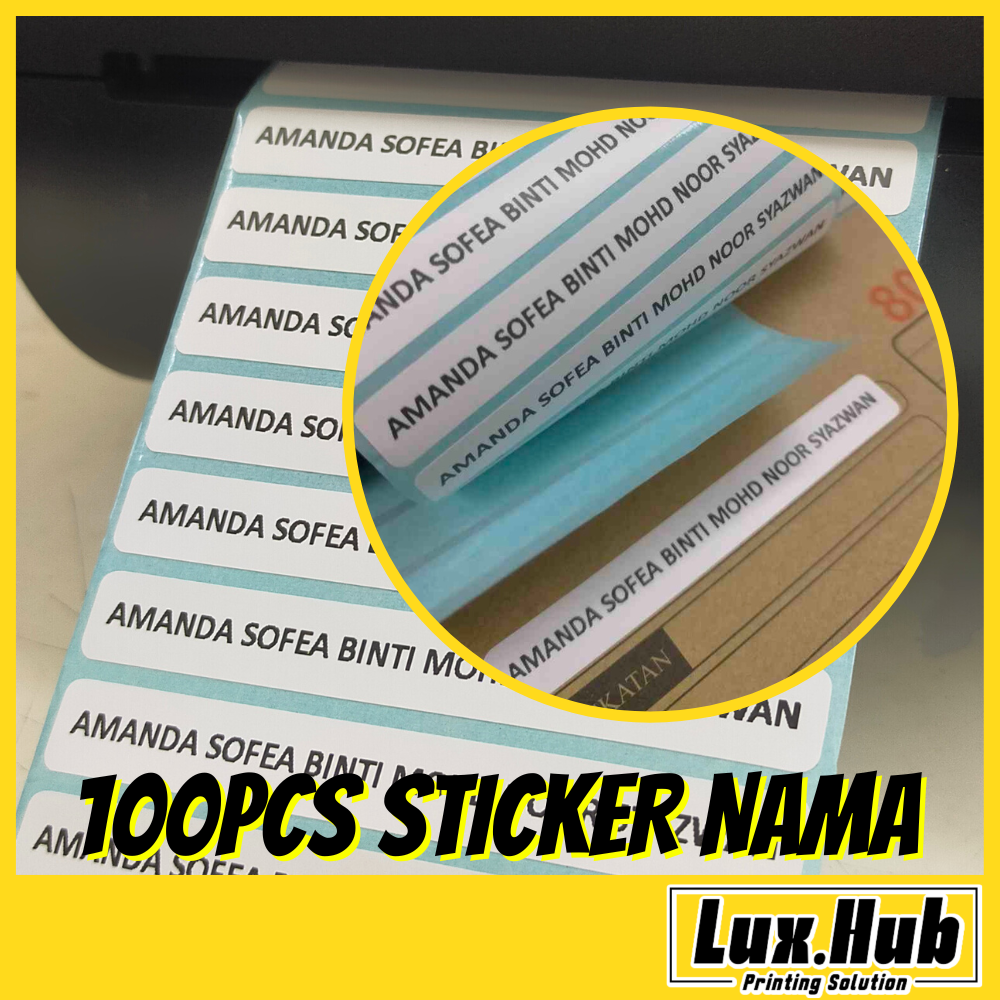 Sticker Nama Budak Sekolah | Name Sticker | White Sticker Label | Label ...