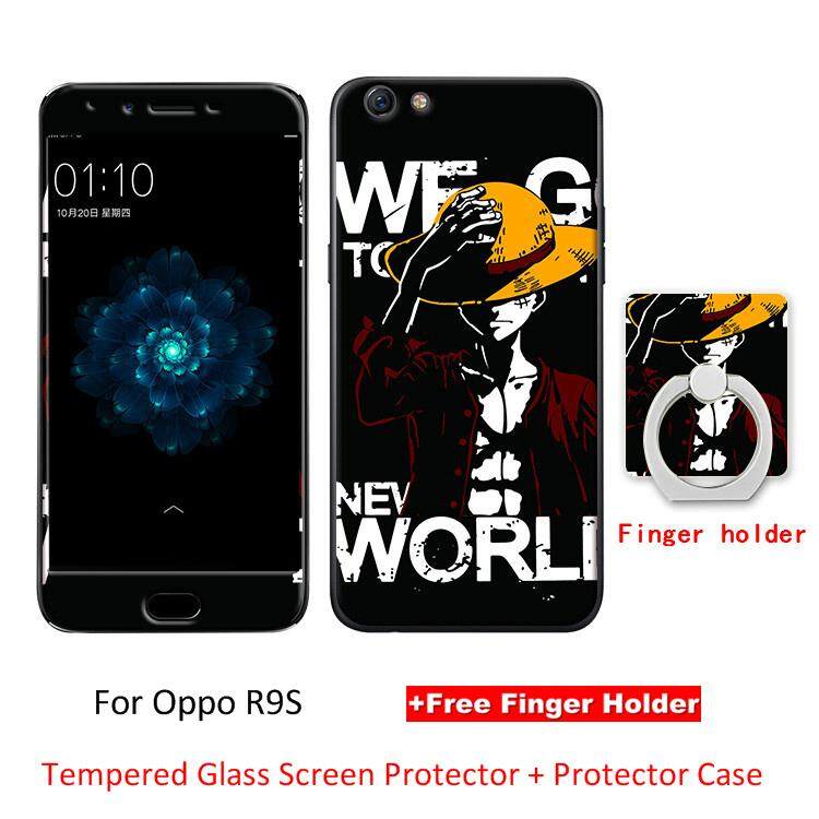 OPPO R9s ปลอกหรูหรา 360 เคสป้องกันทั้งตัวเคสกันกระแทกสำหรับ OppoR9s ด้านหน้า termpered ฟิล์มแก้ว ...